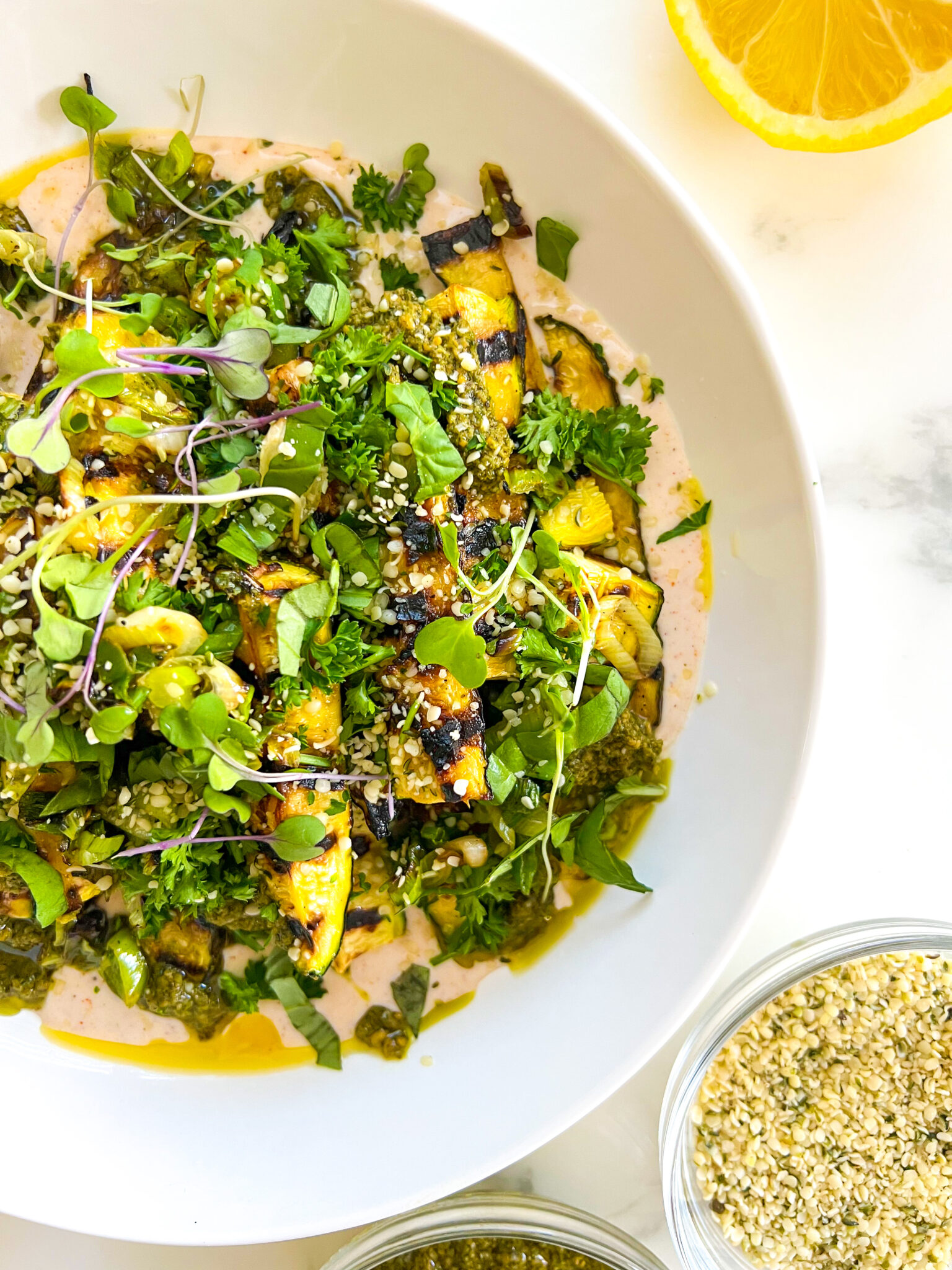 Grilled Zucchini with Salted Vegan Labneh & Parsley Pesto | Chef Bae