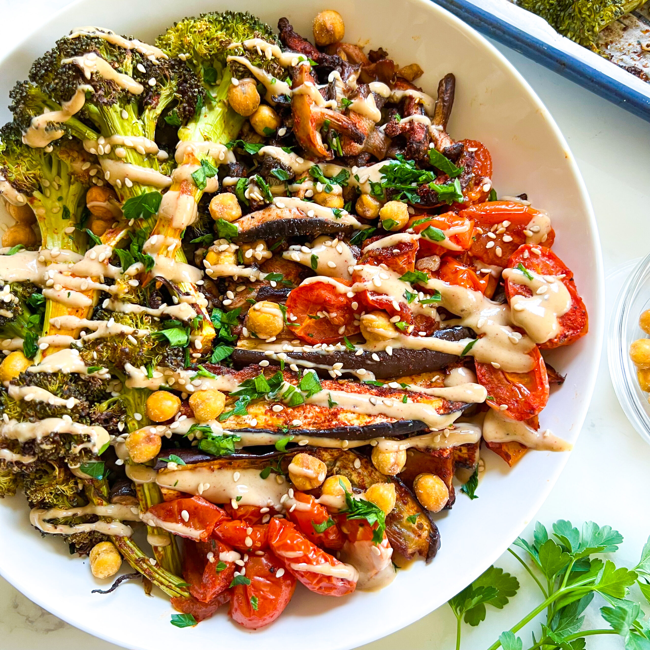 Mediterranean Veggie Bowl with Maple Tahini Dijon Vinaigrette | Chef Bae