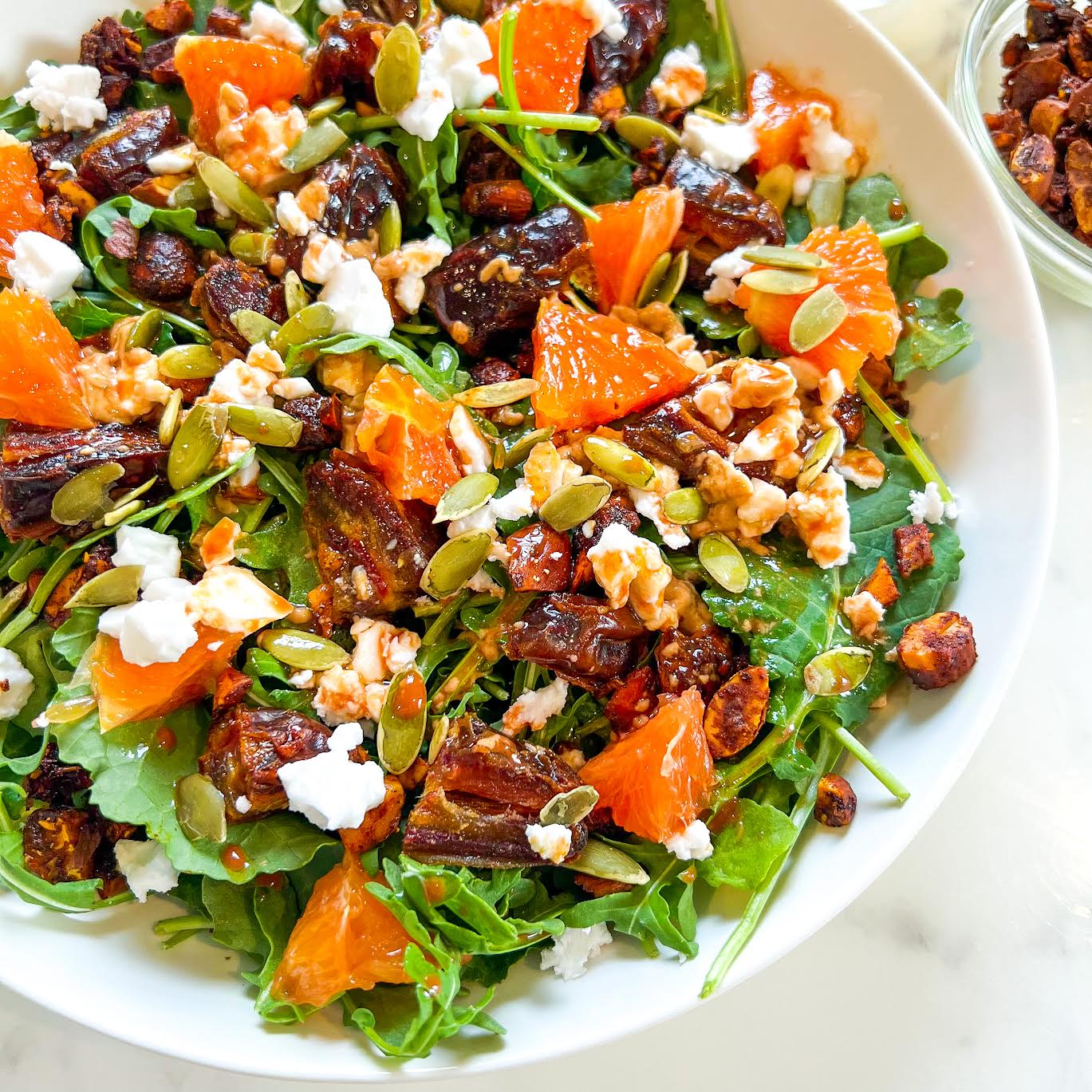 Caramelized Date & Citrus Salad with Vegan Feta & Pomegranate ...