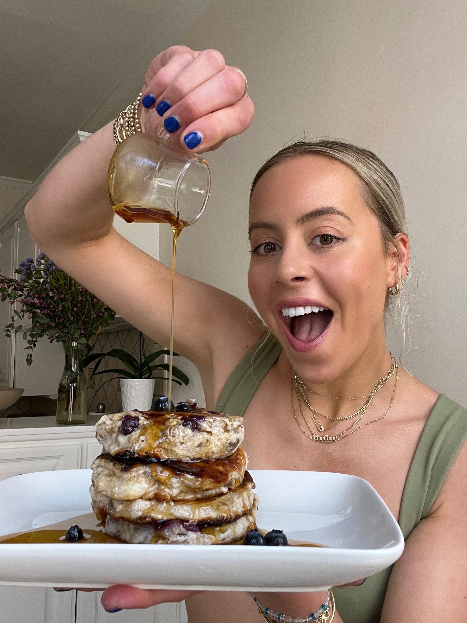 The Fluffiest Low-Carb Blueberry Pancakes | Chef Bae